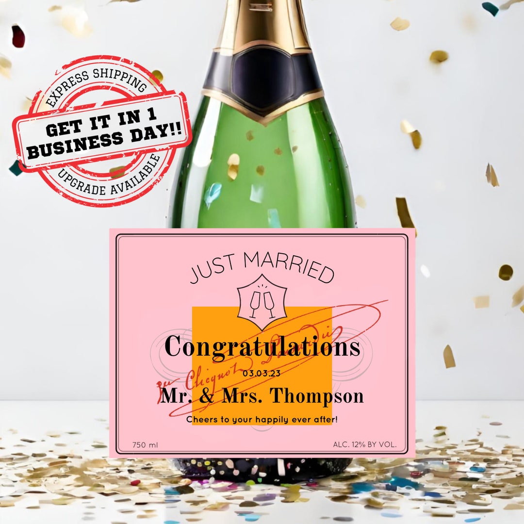 Custom Wedding Pink Champagne Label * Personalized Engagement Gift ...