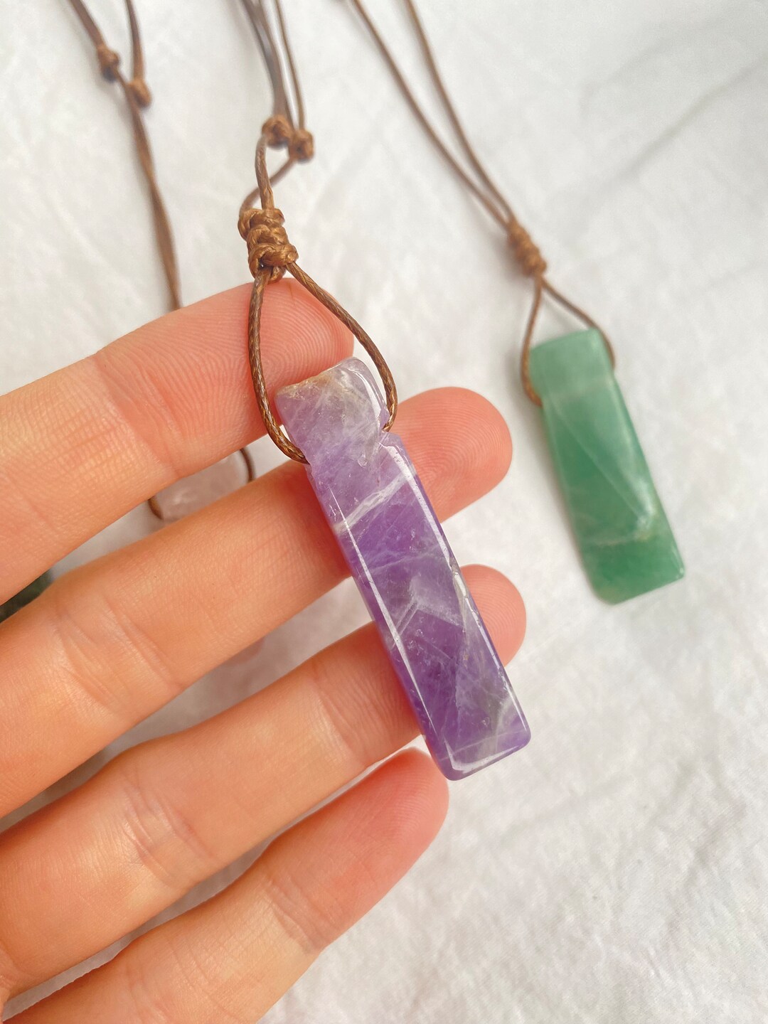 Raw Amethyst Crystal Shard Necklace: Adjustable Cord Pendant - Etsy