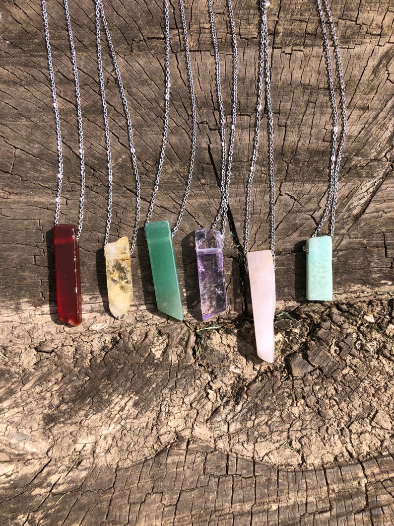 16 Styles Crystal Shard Necklace Silver Chain - Etsy UK