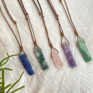 Raw Natural Indian Agate Crystal Shard Necklace. High Grade Crystal ...