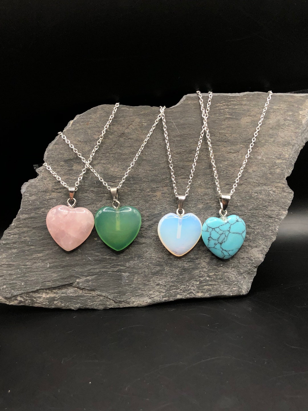 10 Styles Crystal Heart Necklace Silver - Etsy