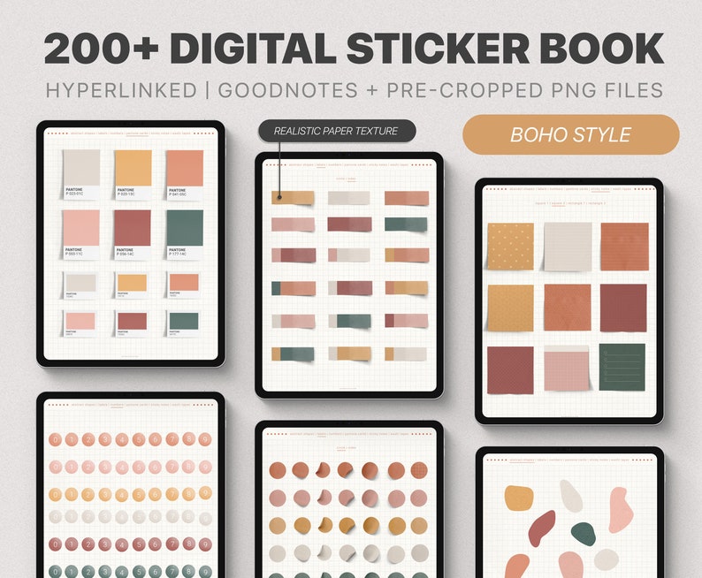 Digital Sticker Bundle Boho Digital Stickers GoodNotes | Etsy