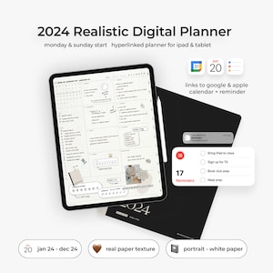 2024 Digital Planner, Minimalist Planner, Goodnotes Planner, Portrait ...