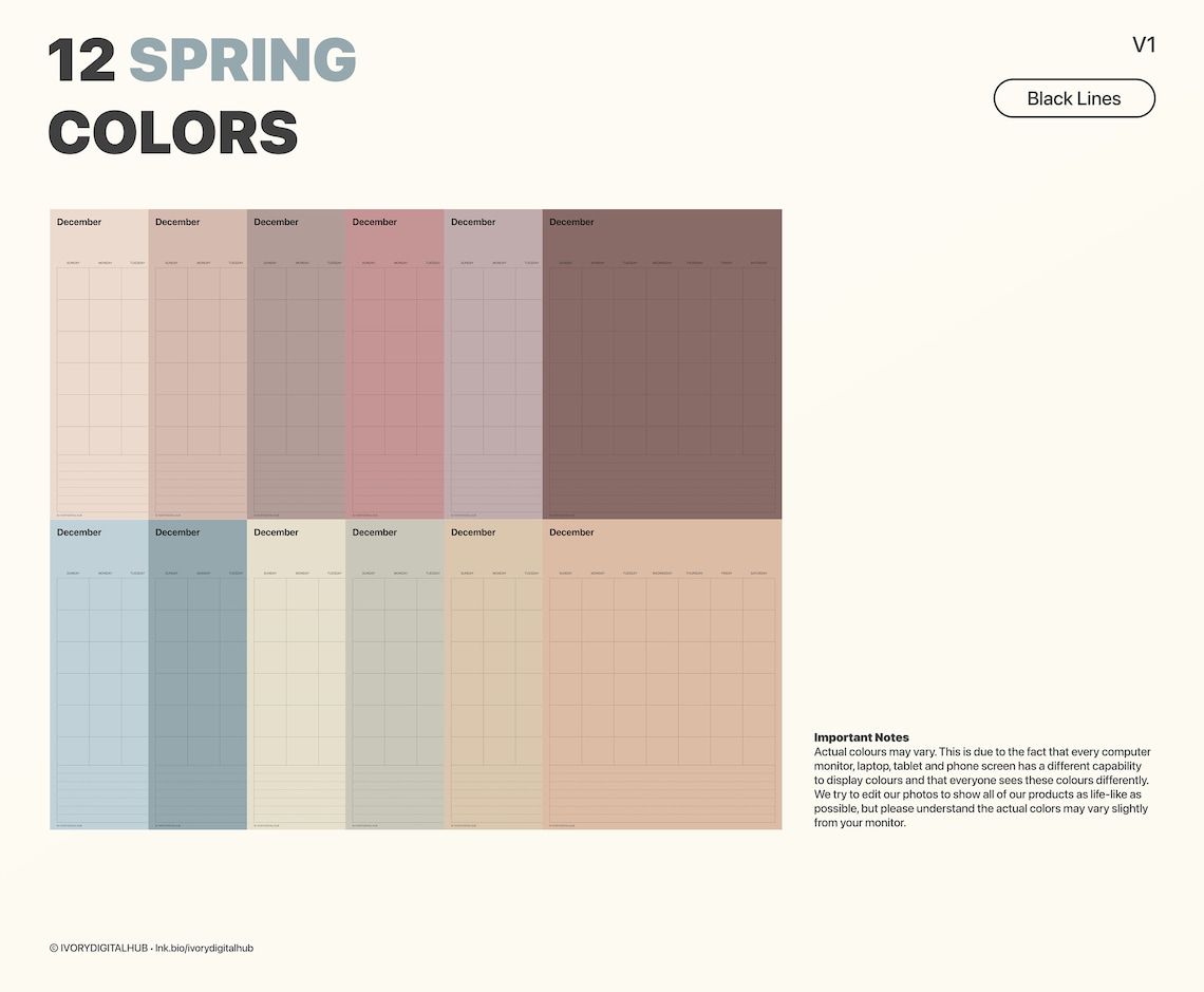 Monthly Digital Calendar Digital Monthly Planner Undated - Etsy