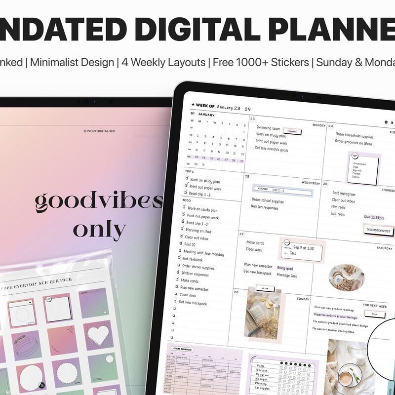 Undated Digital Planner - Etsy