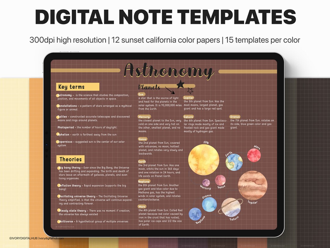Digital Note Taking Template, Goodnotes Template School, Digital ...