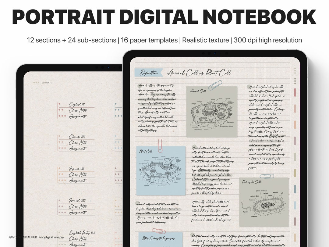 Realistic Digital Notebook | Goodnotes Notebook | Realistic Textures ...