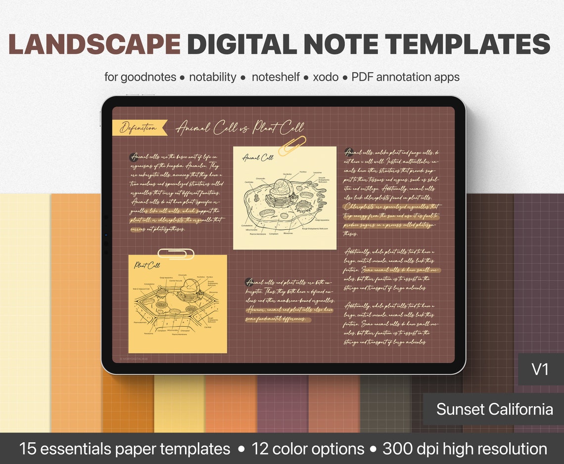Digital Note Taking Template Goodnotes Template School | Etsy