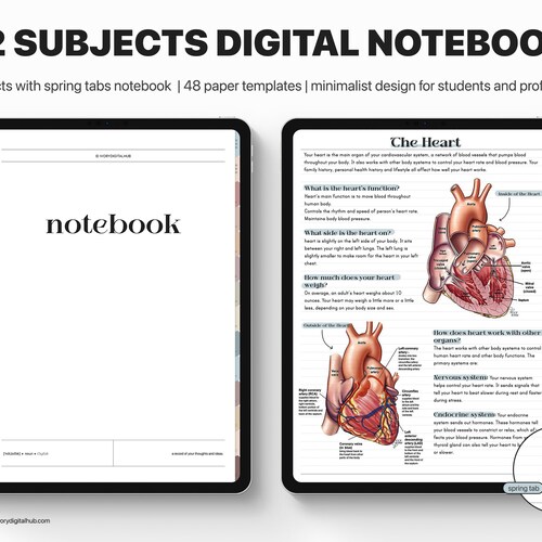 Student Digital Notebook for Goodnotes With Tabs Minimal Note - Etsy