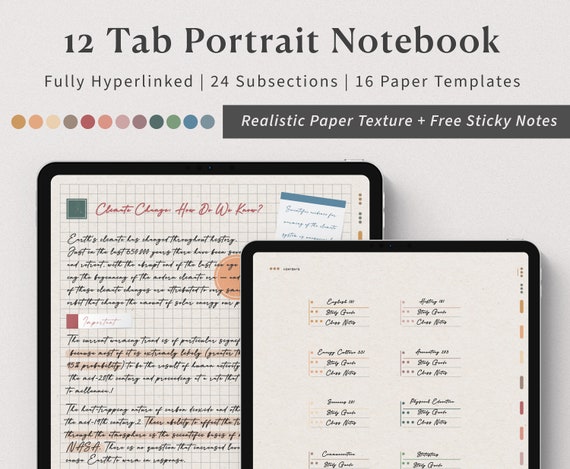 GoodNotes Notebook with Tabs Hyperlink Digital Notebook | Etsy