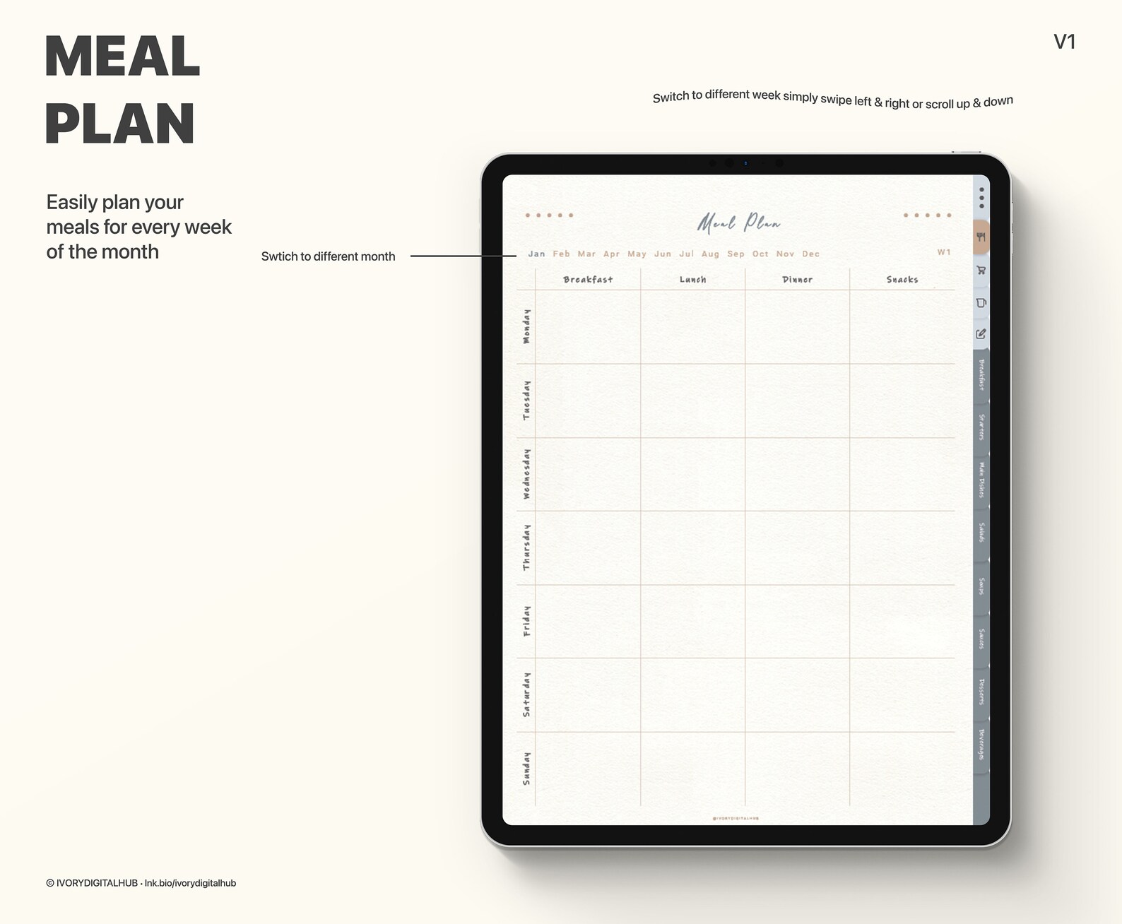 Digital Recipe Book Digital Cookbook Digital Recipe Planner - Etsy