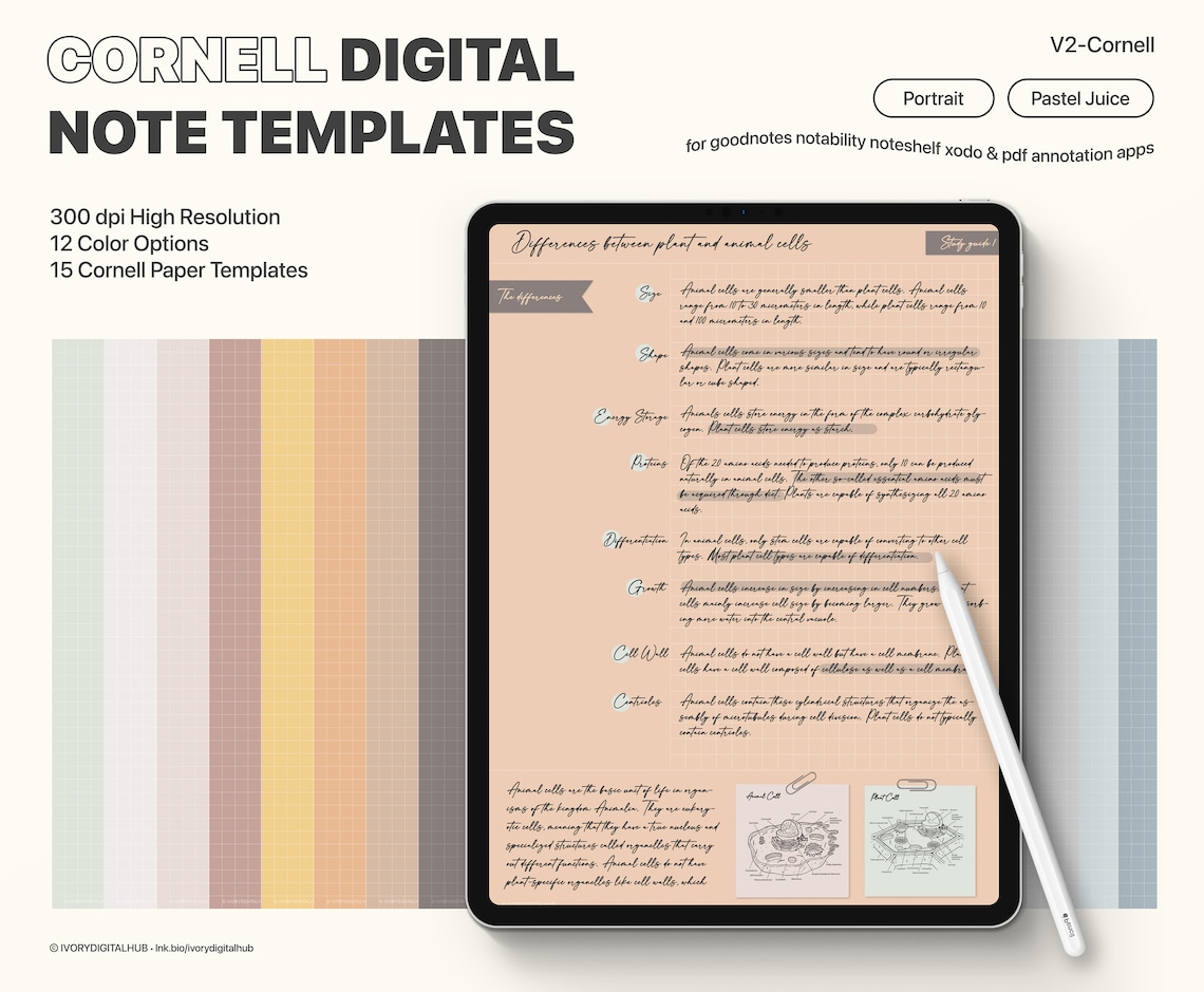 Digital Note Taking Paper Cornell Method Paper Digital Note | Etsy