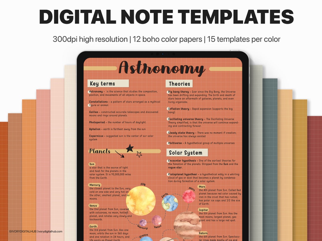 Digital Note Templates, Digital Notebook Paper, Goodnotes Templates ...