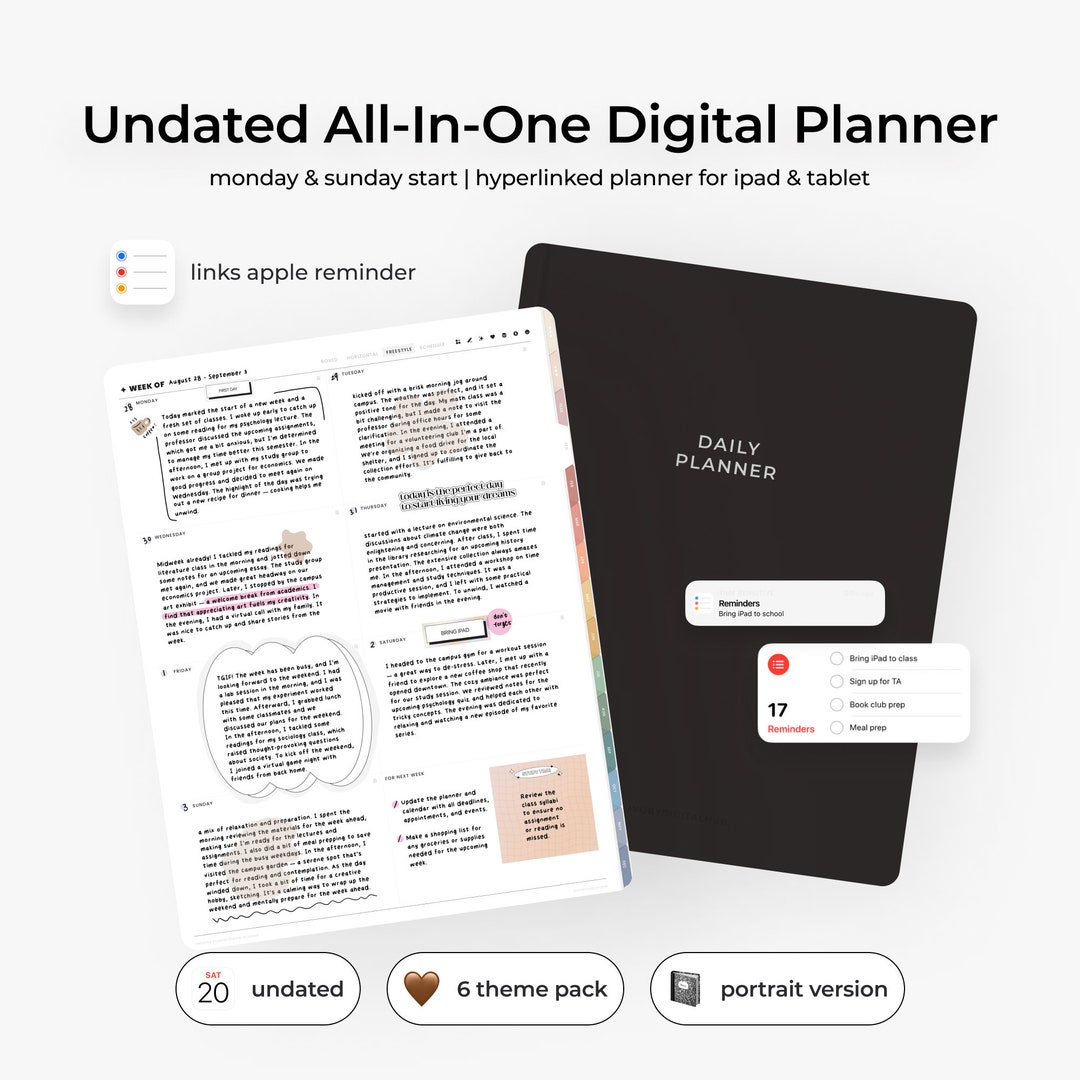 Undated Digital Planner, Life Planner, Daily Planner, iPad Planner ...