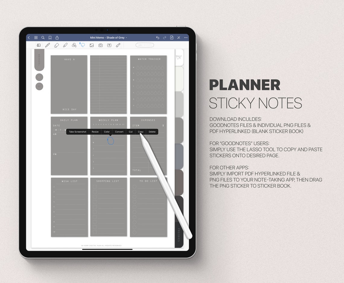 Digital Sticky Notes Digital Sticker Set Digital Sticker - Etsy