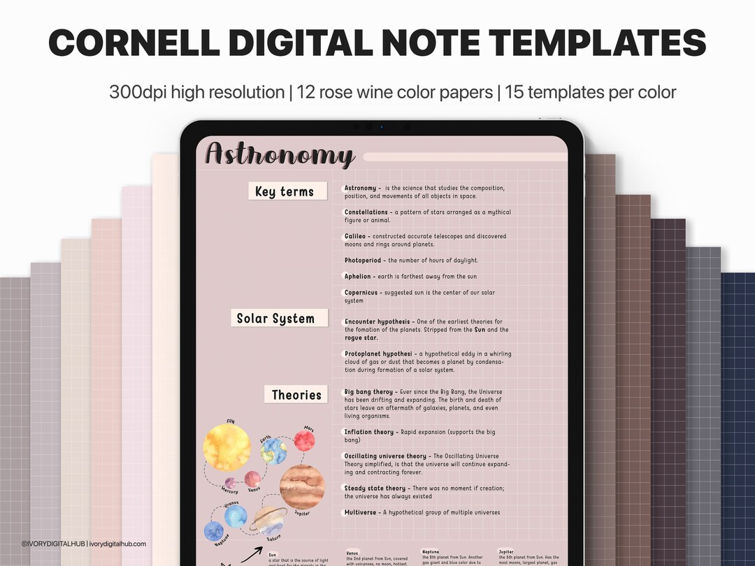 Cornell Note Paper, Digital Note Paper, Digital Note Taking College ...