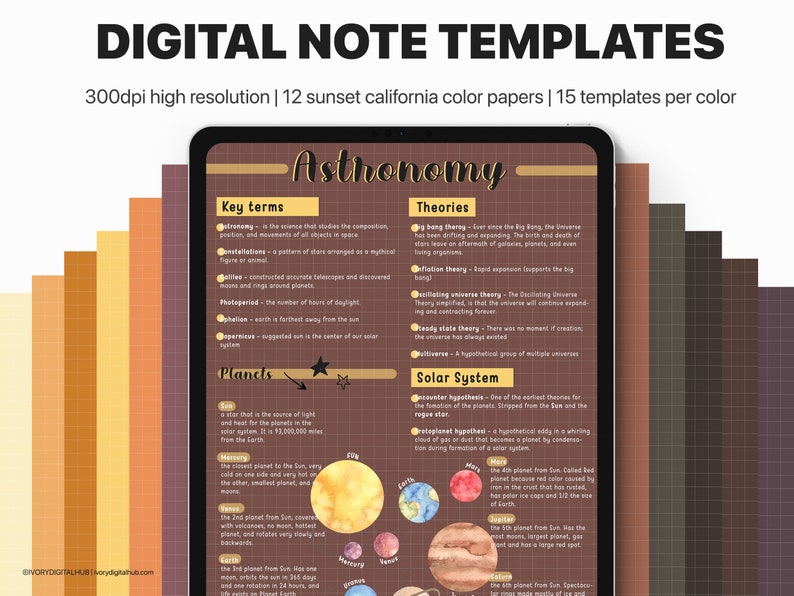 Digital Note Taking Template Goodnotes Study Aesthetics - Etsy