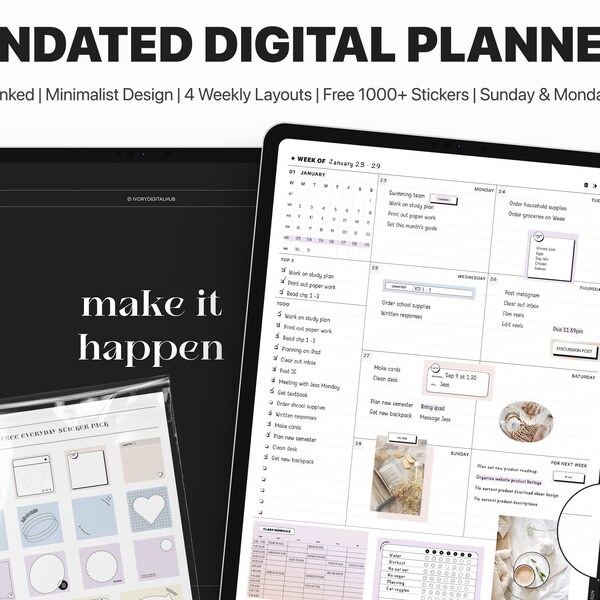 Undated Digital Planner Portrait - Etsy