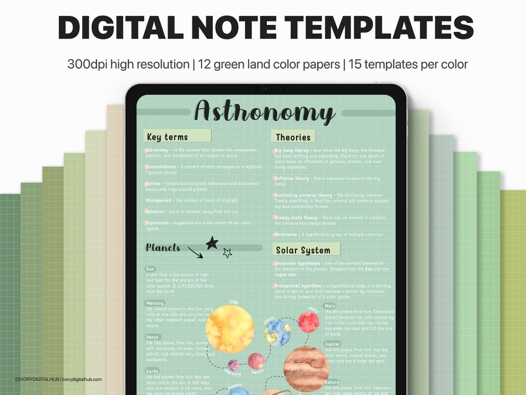 Buy Digital Note Taking Templates, Digital Notebook Paper, Digital Note ...