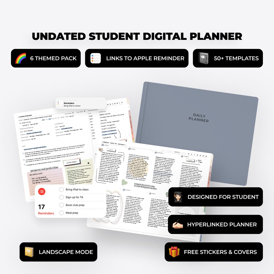 Undated Student Planner Digital Planner Student Planner - Etsy