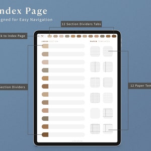 Digital Notebook with Tabs 12 Tab Digital Notebook Digital | Etsy
