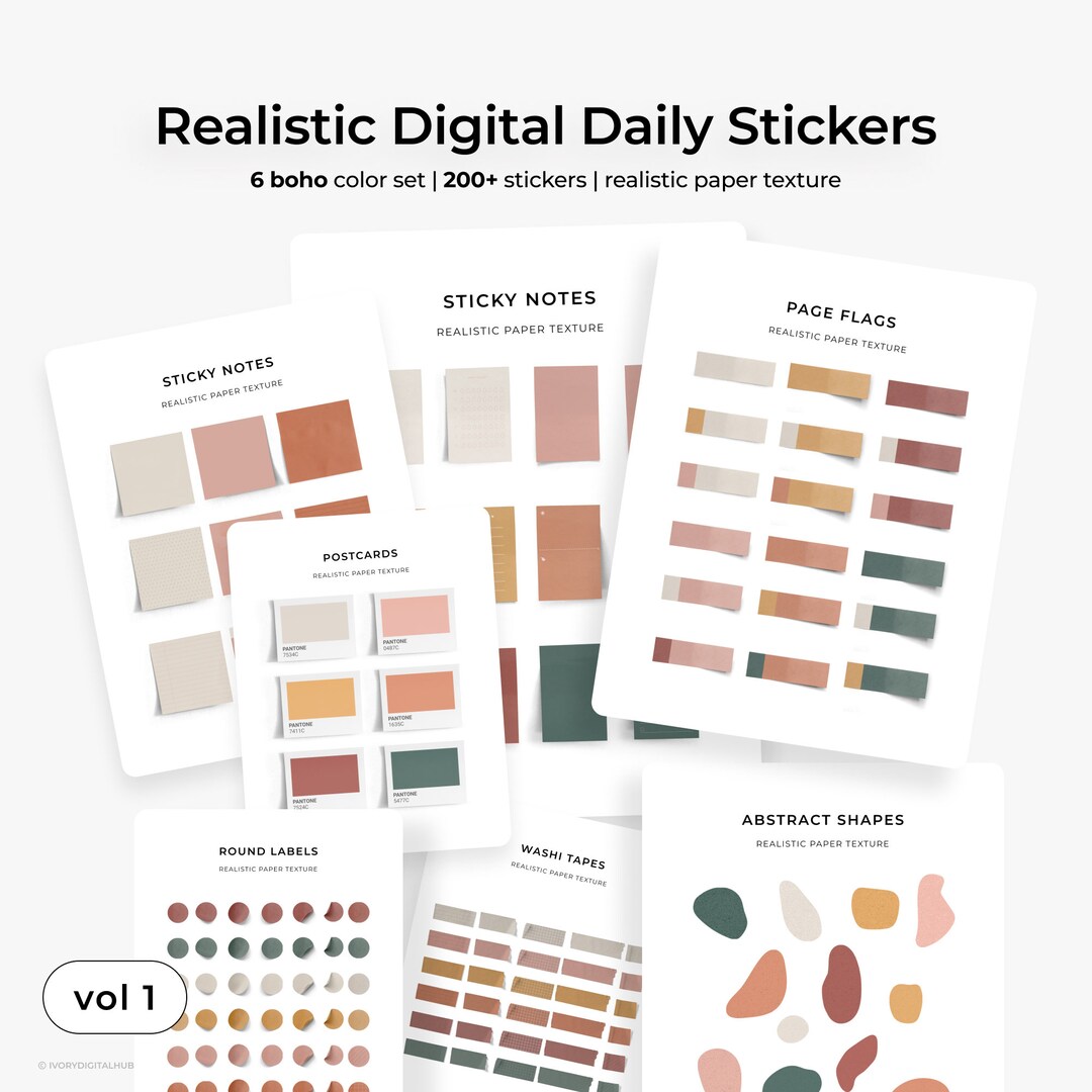 Digital Sticker Bundle, Boho Digital Stickers, Goodnotes Student ...