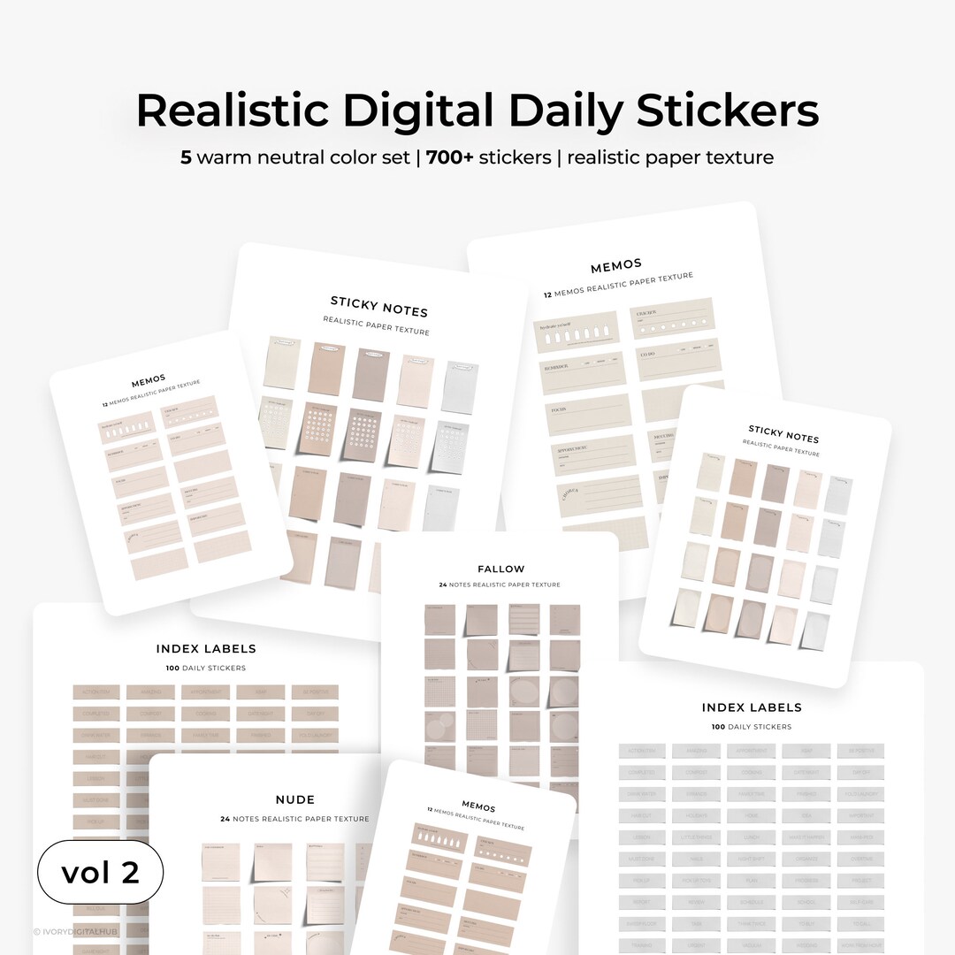 Realistic Digital Stickers | Realistic Sticky Notes | Goodnotes ...