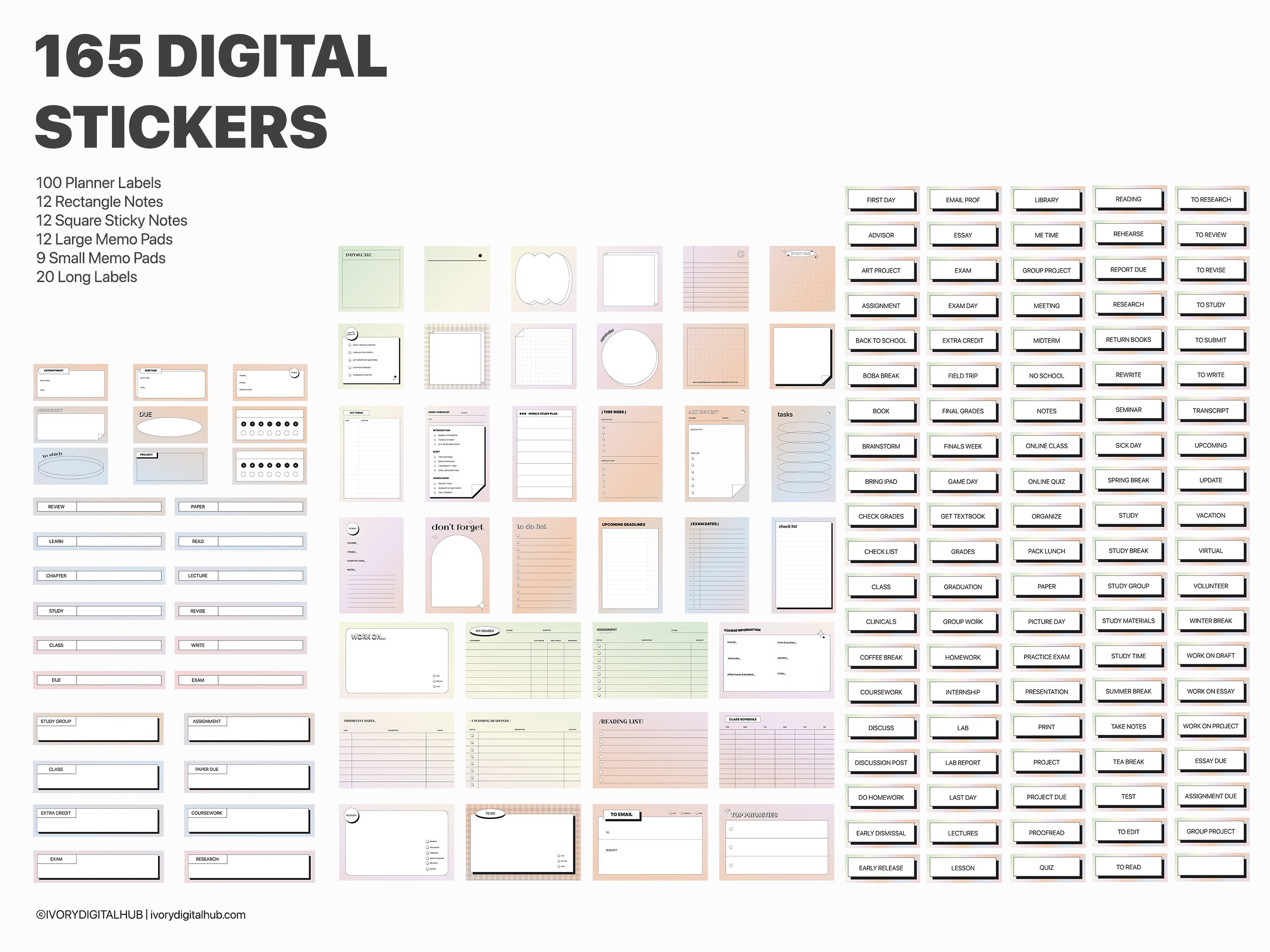 Digital Retro Stickers Digital Study Stickers Goodnotes - Etsy