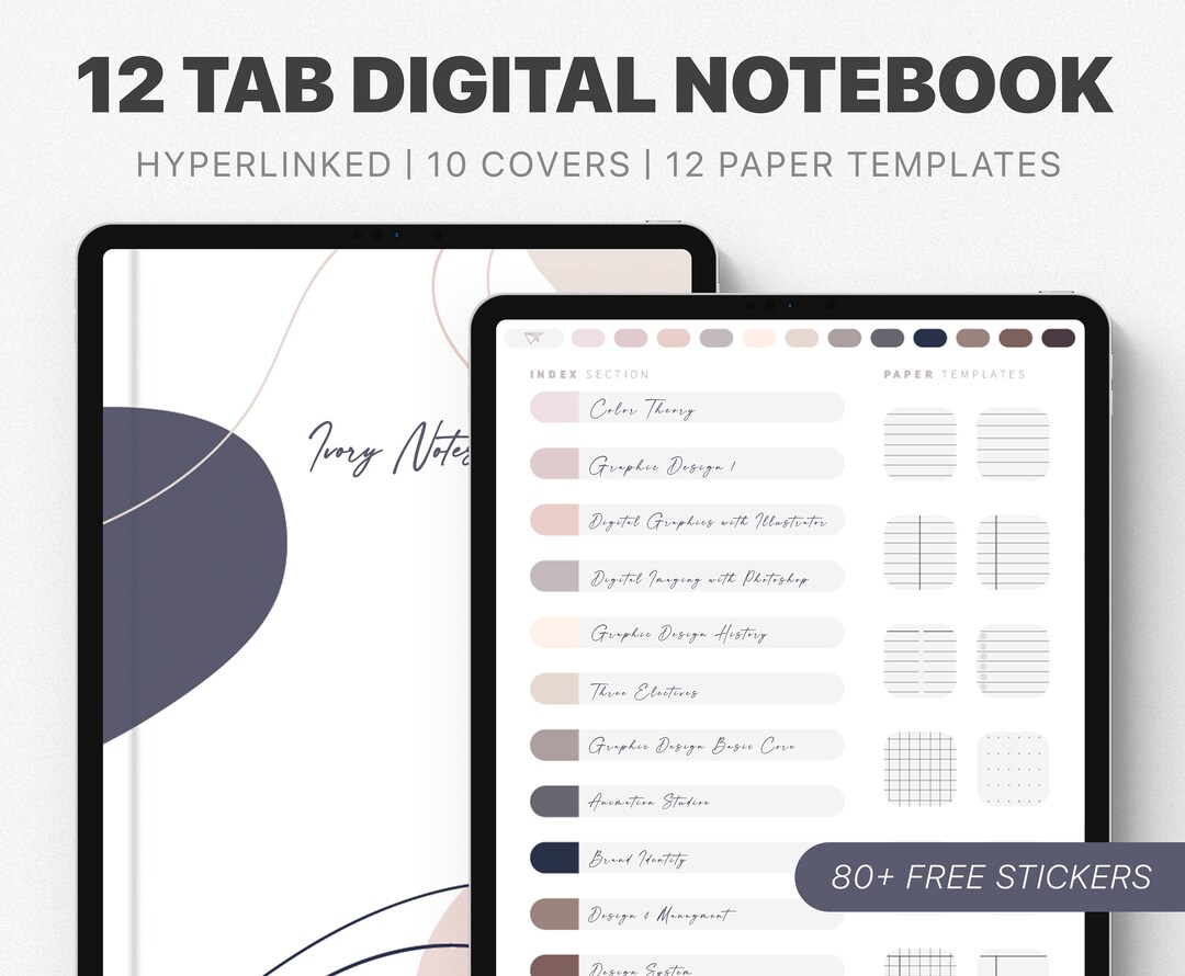 Digital Notebook Goodnotes With Tabs, Hyperlinked Notebook, Notability ...