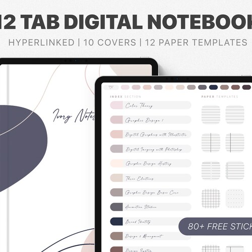 Digital 5 Subject Notebook 12 Types for Goodnotes for Ipad | Etsy