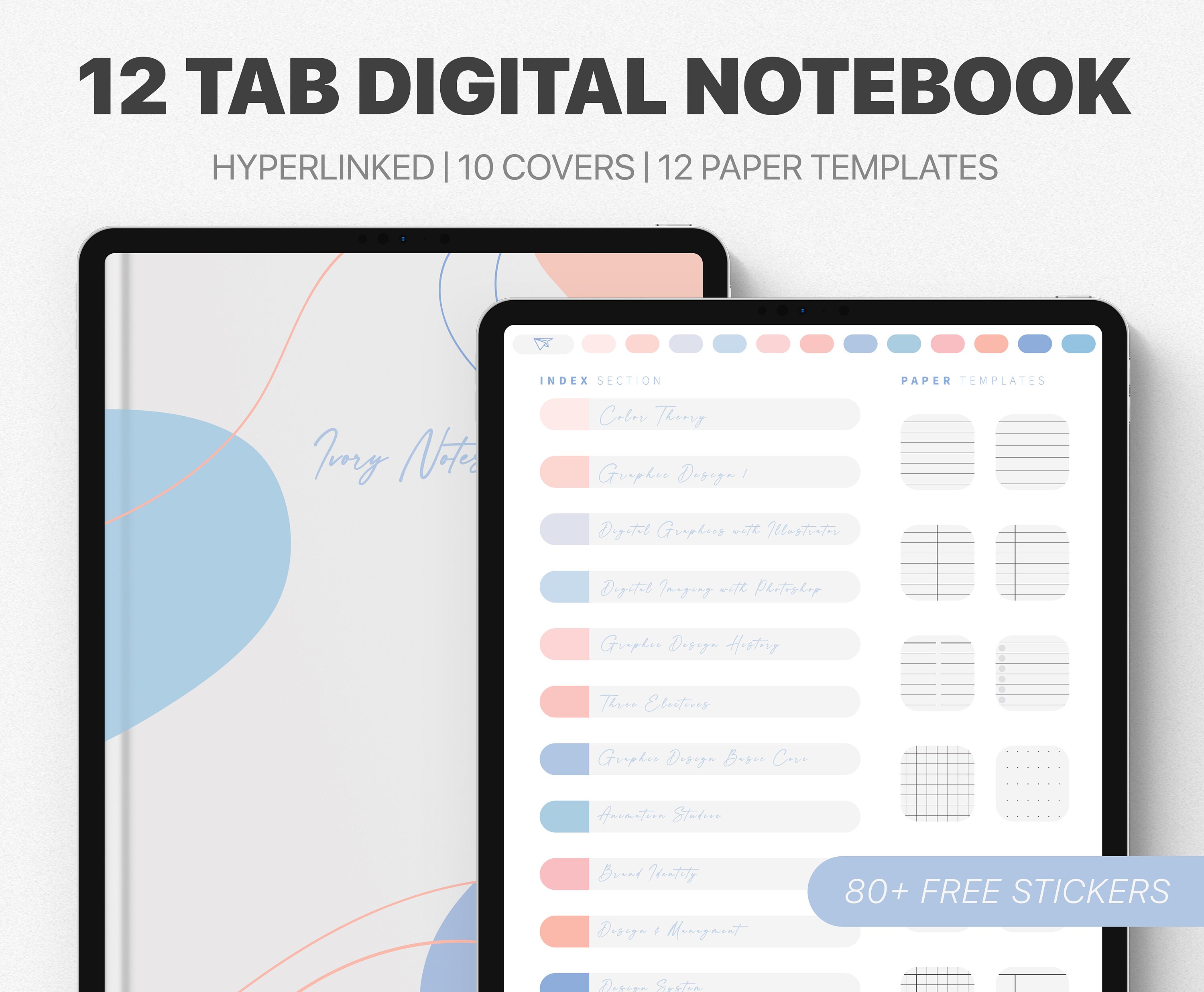 Digital Notebook 12 Hyperlinked Tab Digital Notebook With | Etsy