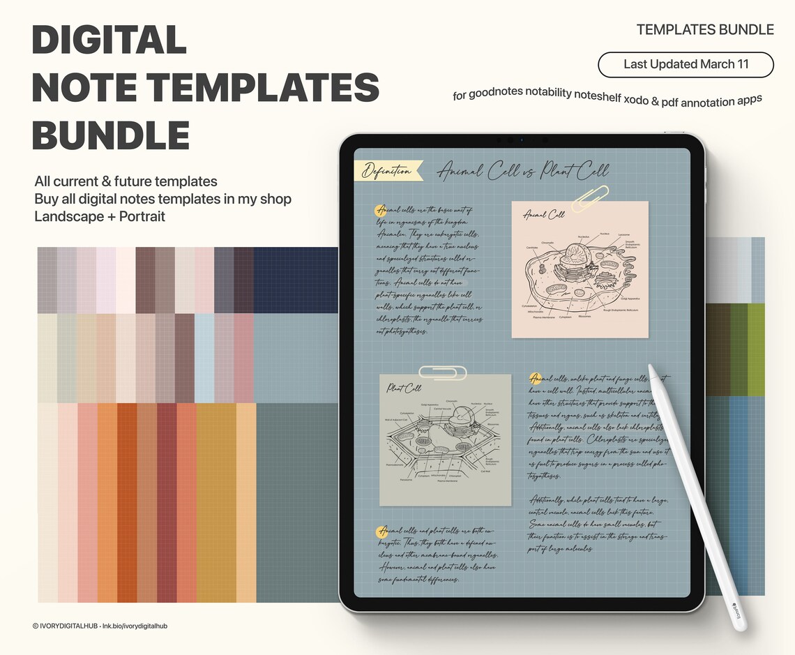 Entire Note Template Bundle Digital Note Template Goodnotes - Etsy