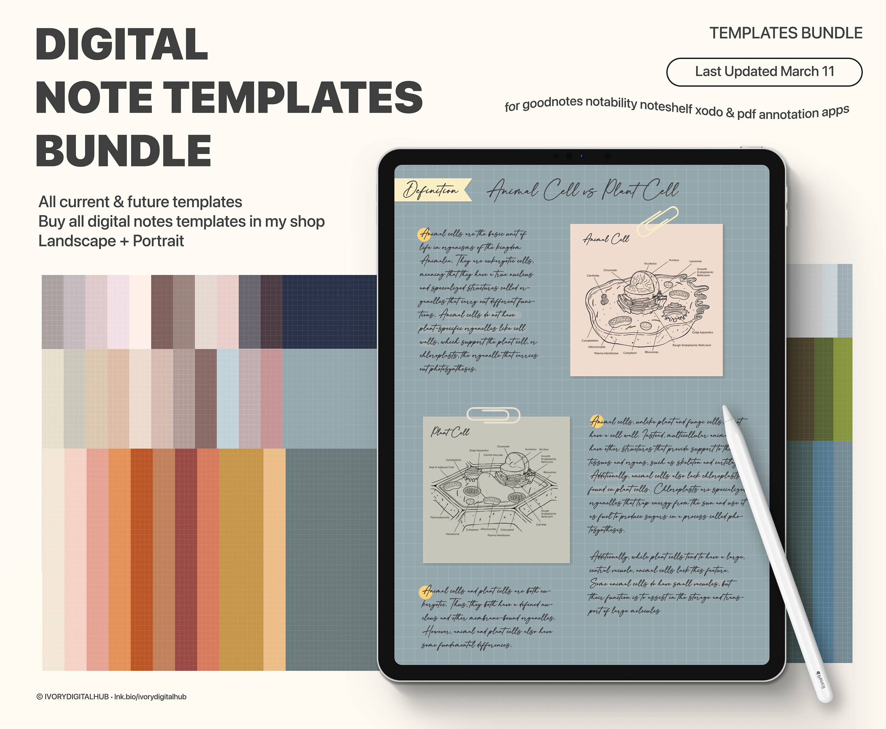 Entire Note Template Bundle Digital Note Template Goodnotes - Etsy