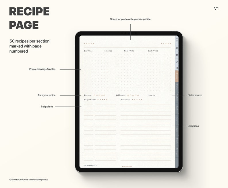 Digital Recipe Book Digital Cookbook Digital Recipe Planner - Etsy