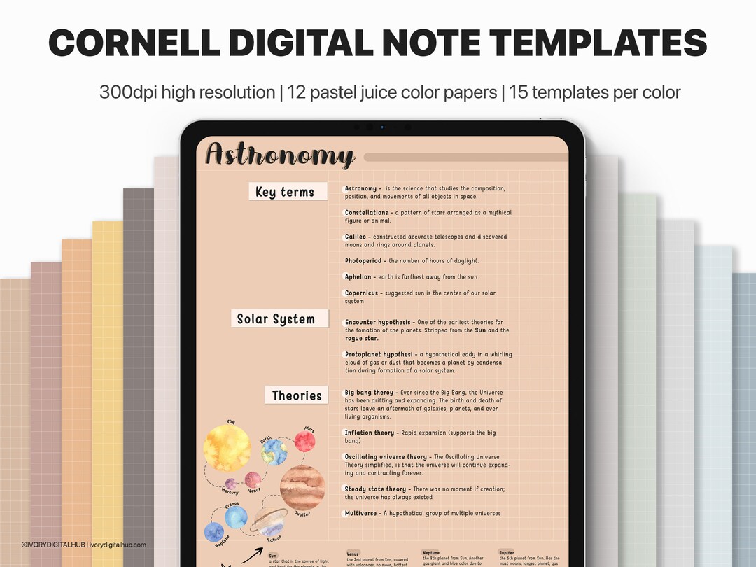 Digital Note Taking Paper, Cornell Method Paper, Digital Note Taking ...
