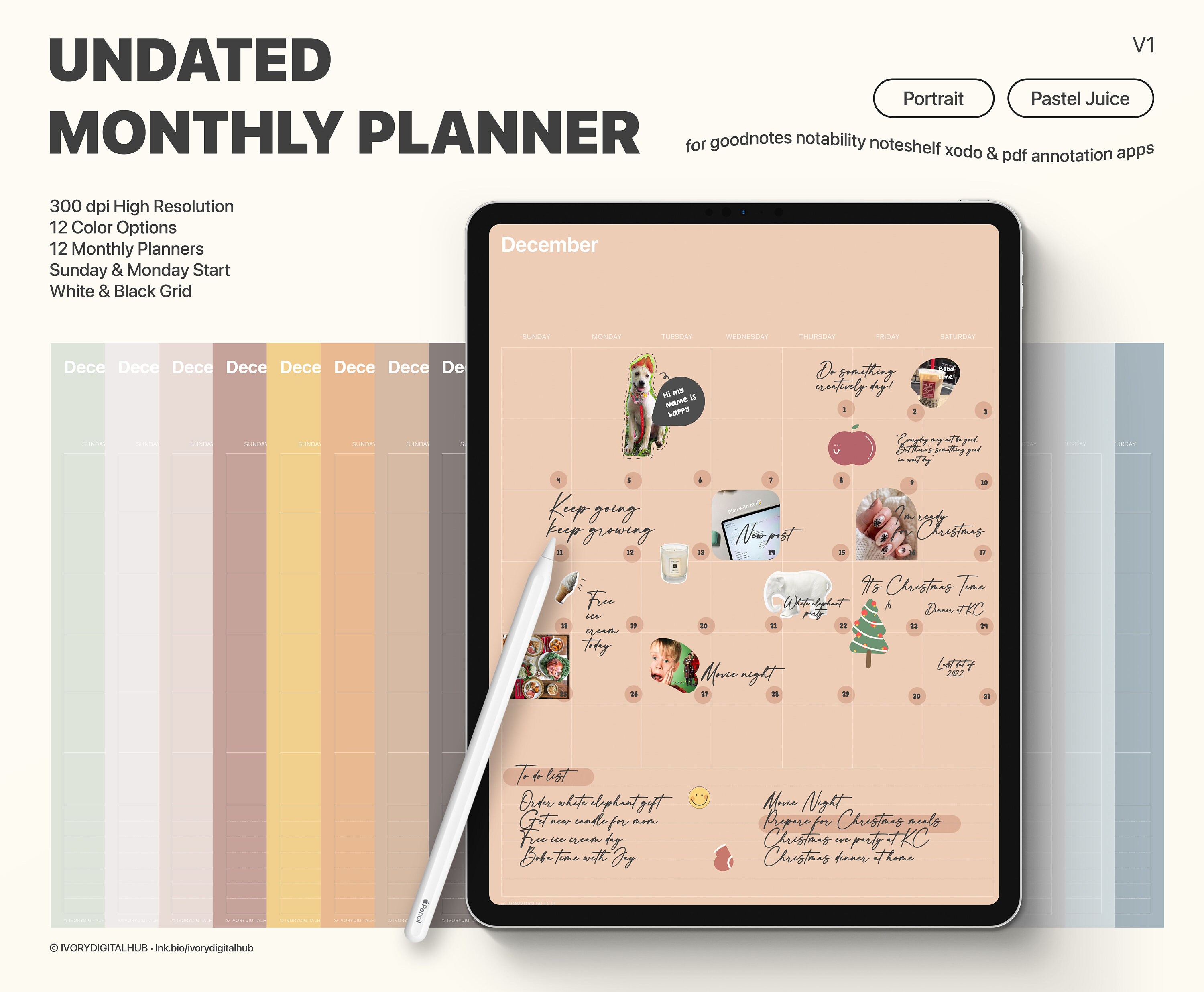 Goodnotes Planner Template Digital Monthly Planner Ipad | Etsy