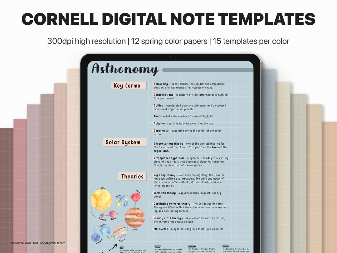 Cornell Notes Templates, Cornell Note Taking, Digital Note Taking ...