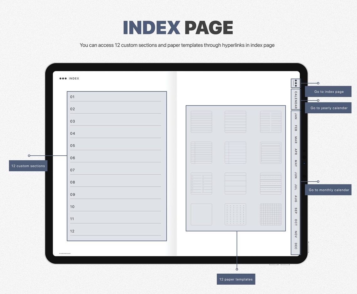 Undated Planner Digital Simple Digital Planner Undated - Etsy
