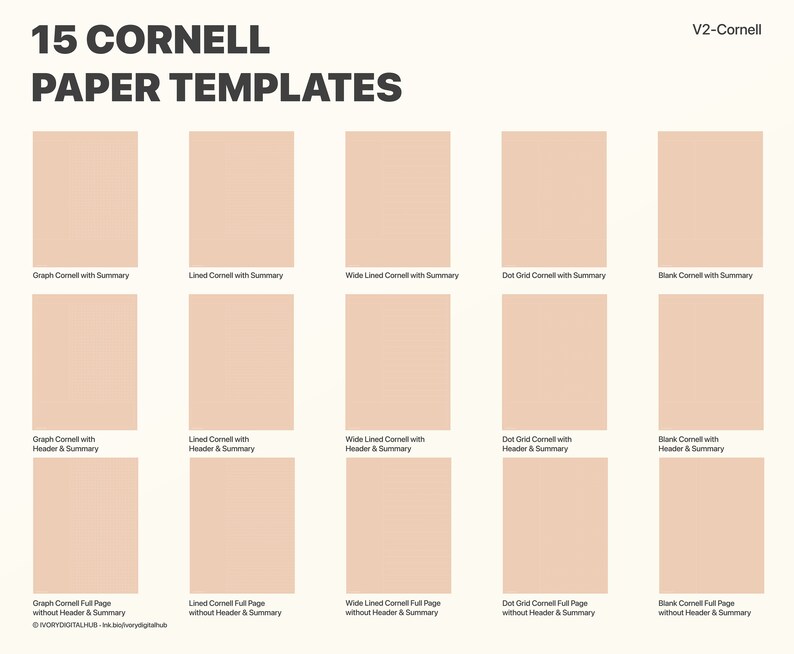Digital Note Taking Paper Cornell Method Paper Digital Note - Etsy