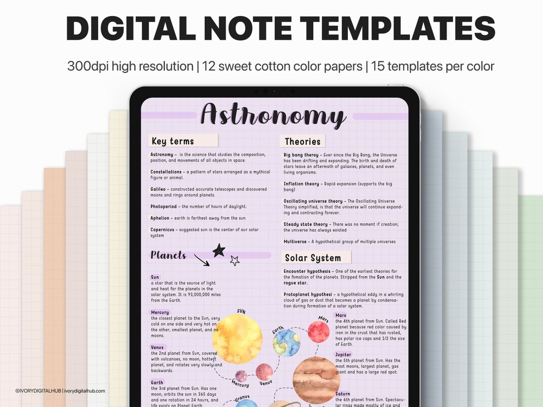 Digital Note Taking Template, Digital Paper Template, Goodnotes Pages ...