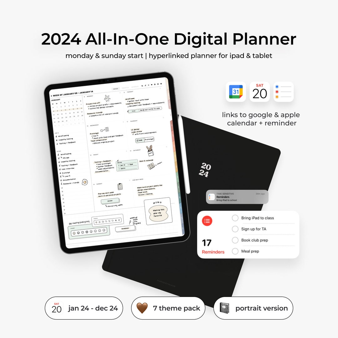 2024 Digital Planner, Digital Planner, Goodnotes Planner, iPad Planner ...