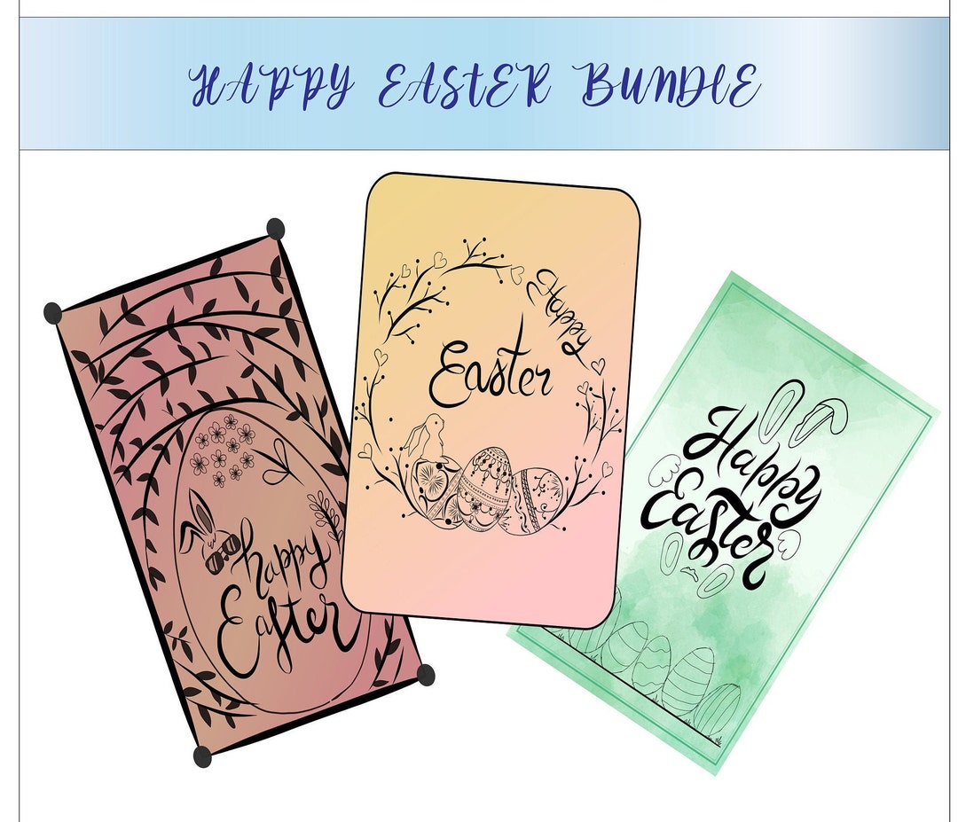 Happy Easter Bundle Cards SVG, PDF, PNG, Pdf. Vector Cutting Files - Etsy