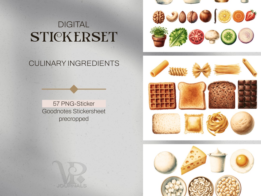 Clipart - Digital Food Stickers - 57 PNG Graphics and Goodnotes File ...
