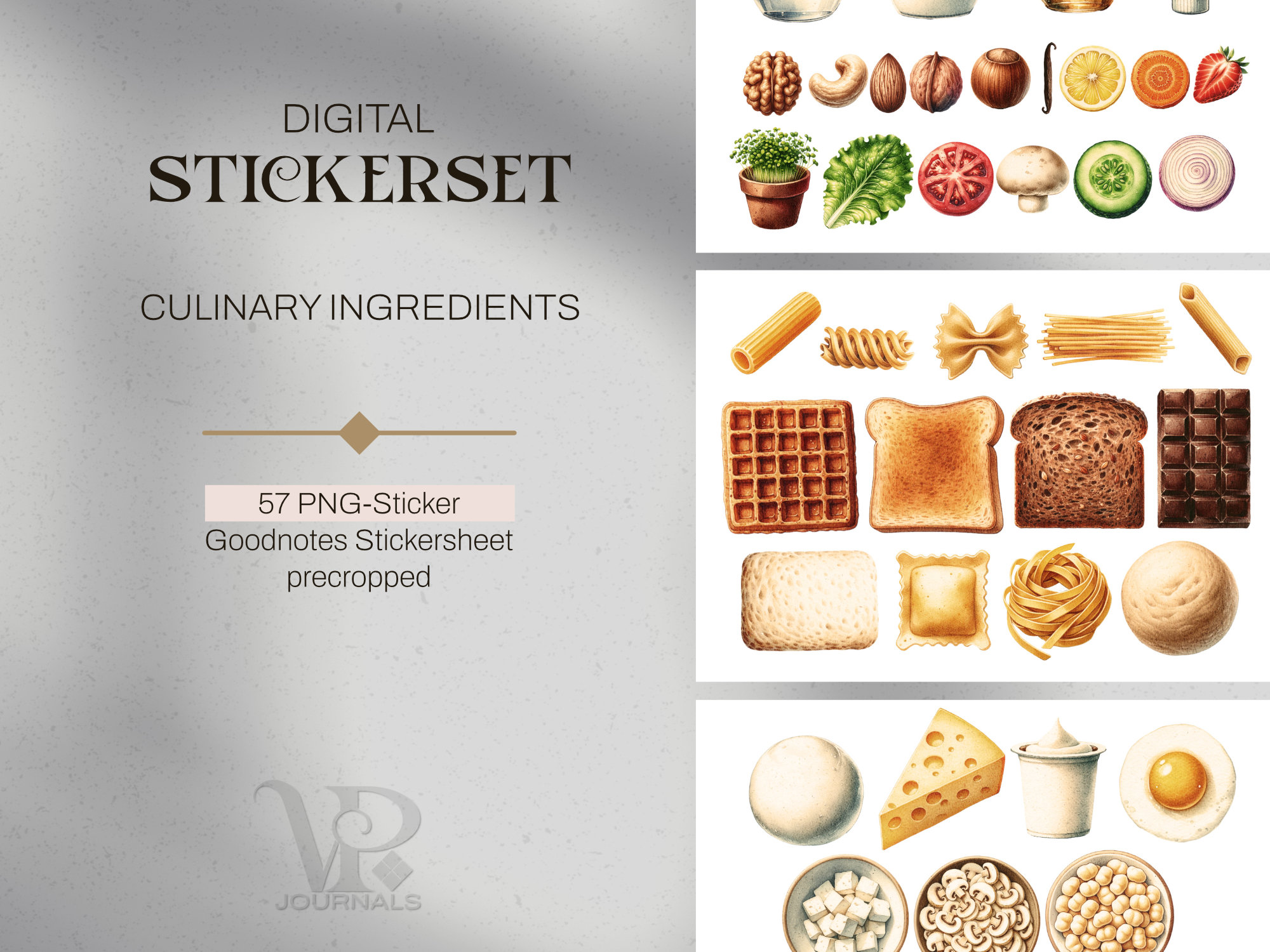 Clipart Digital Food Stickers 57 PNG Graphics and Goodnotes File for ...