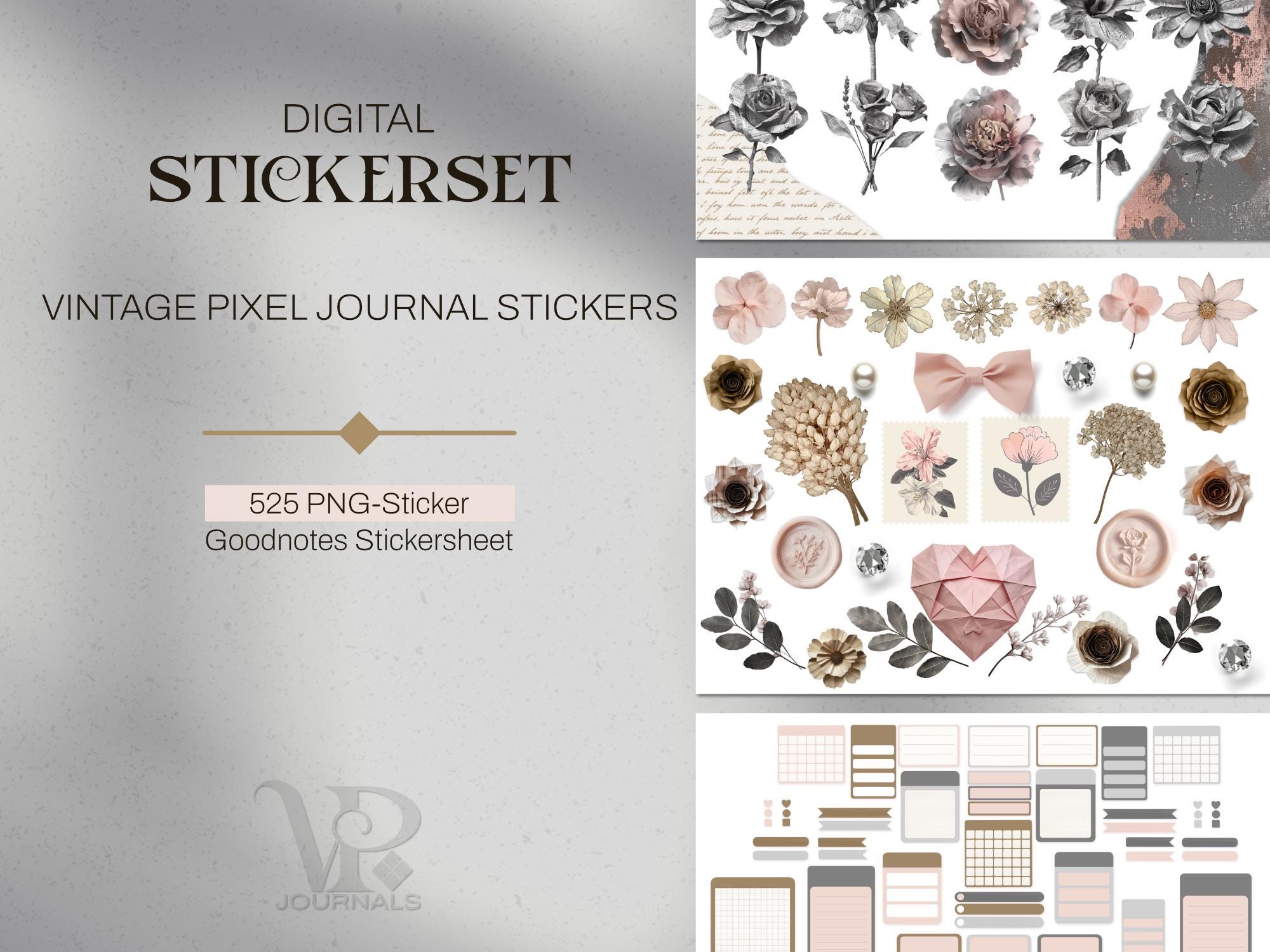 Clipart Digital Stickers Vintage Pixel Journal Stickers 525 PNG ...