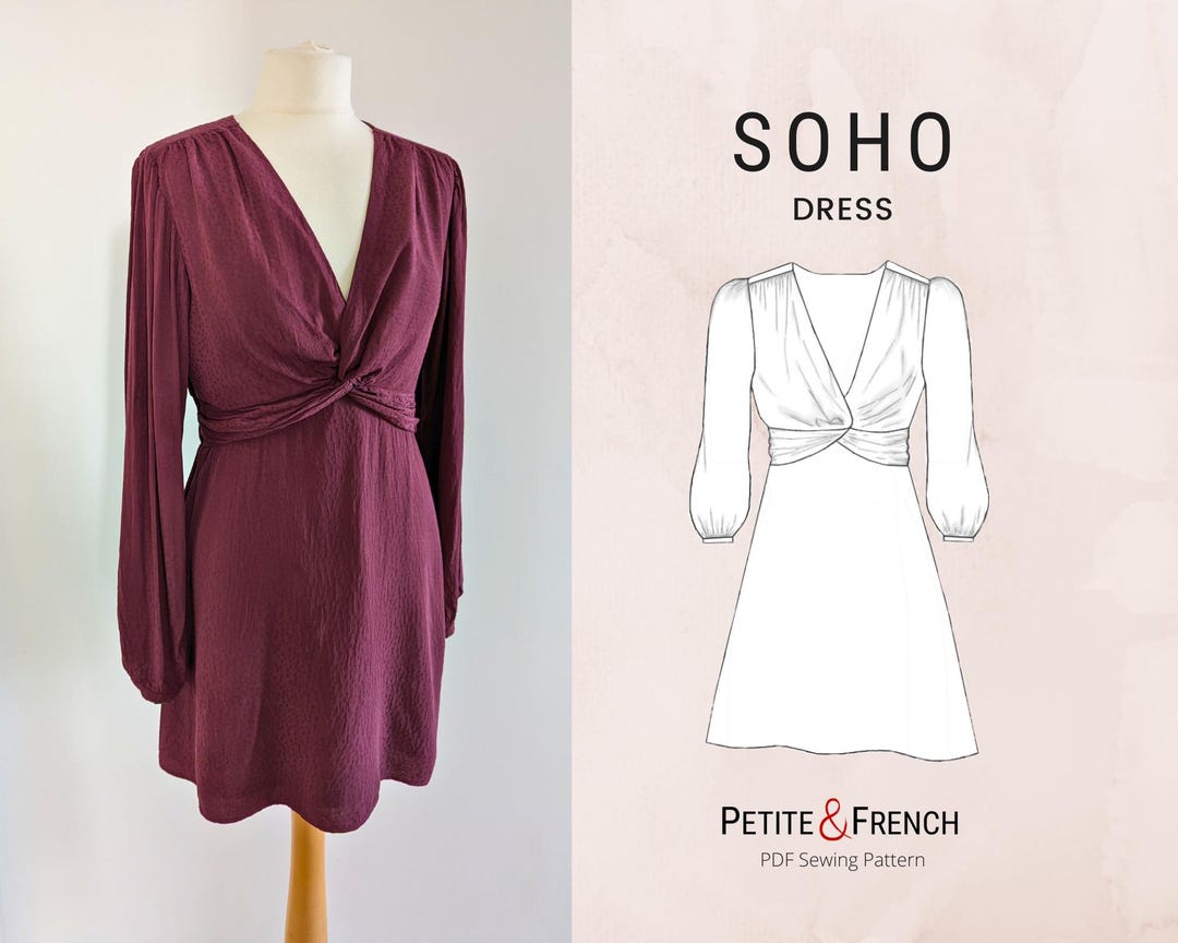 Soho Twisted Front Dress Sewing Pattern | Digital PDF Printable ...