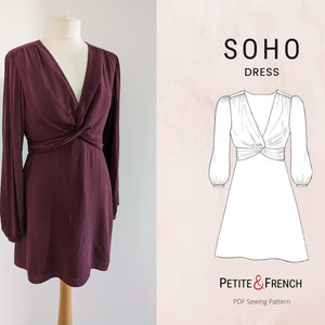 Soho Twisted Front Dress Sewing Pattern Digital PDF Printable Patterns ...