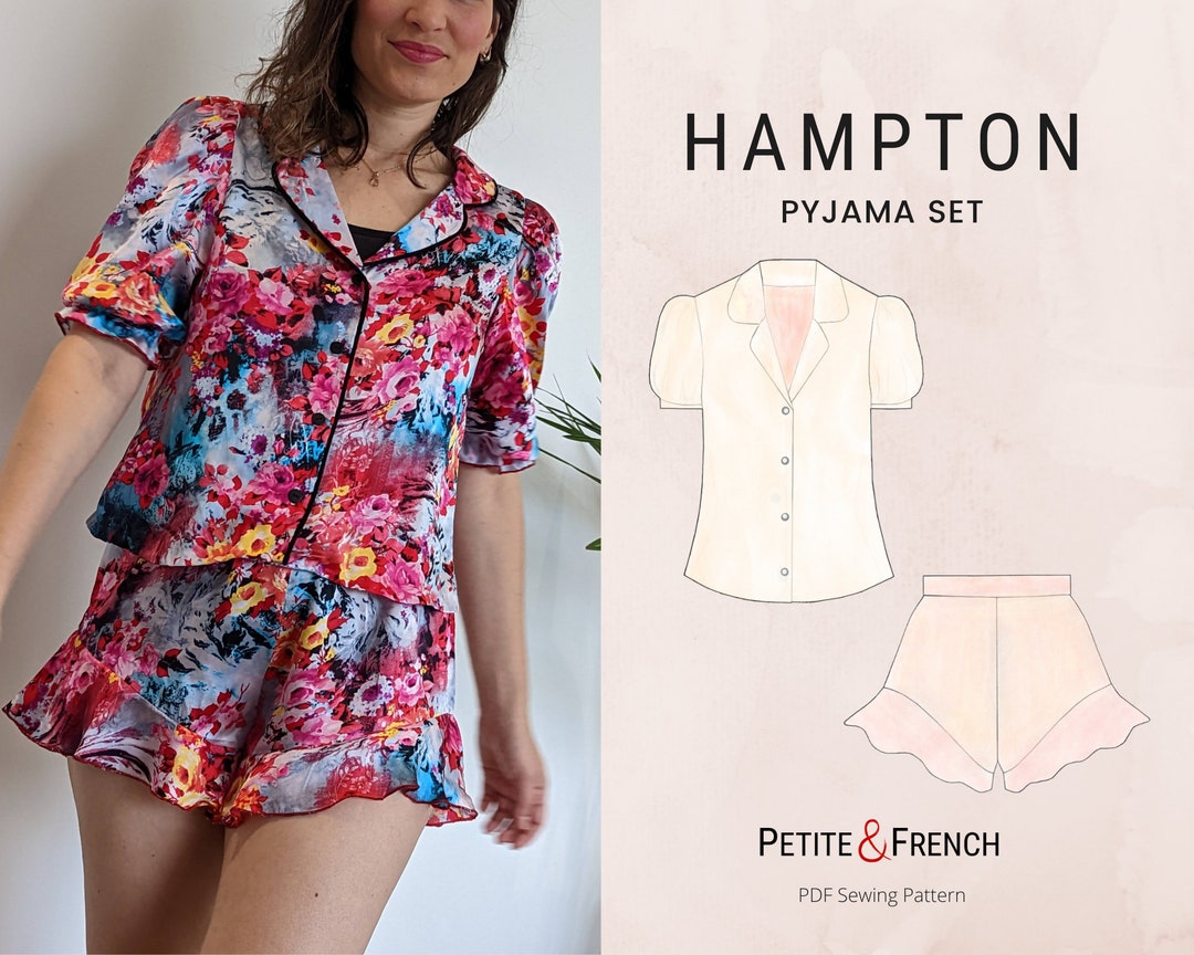 Hampton Ruffle Pyjama Shirt and Shorts Set Sewing Pattern | Digital PDF ...