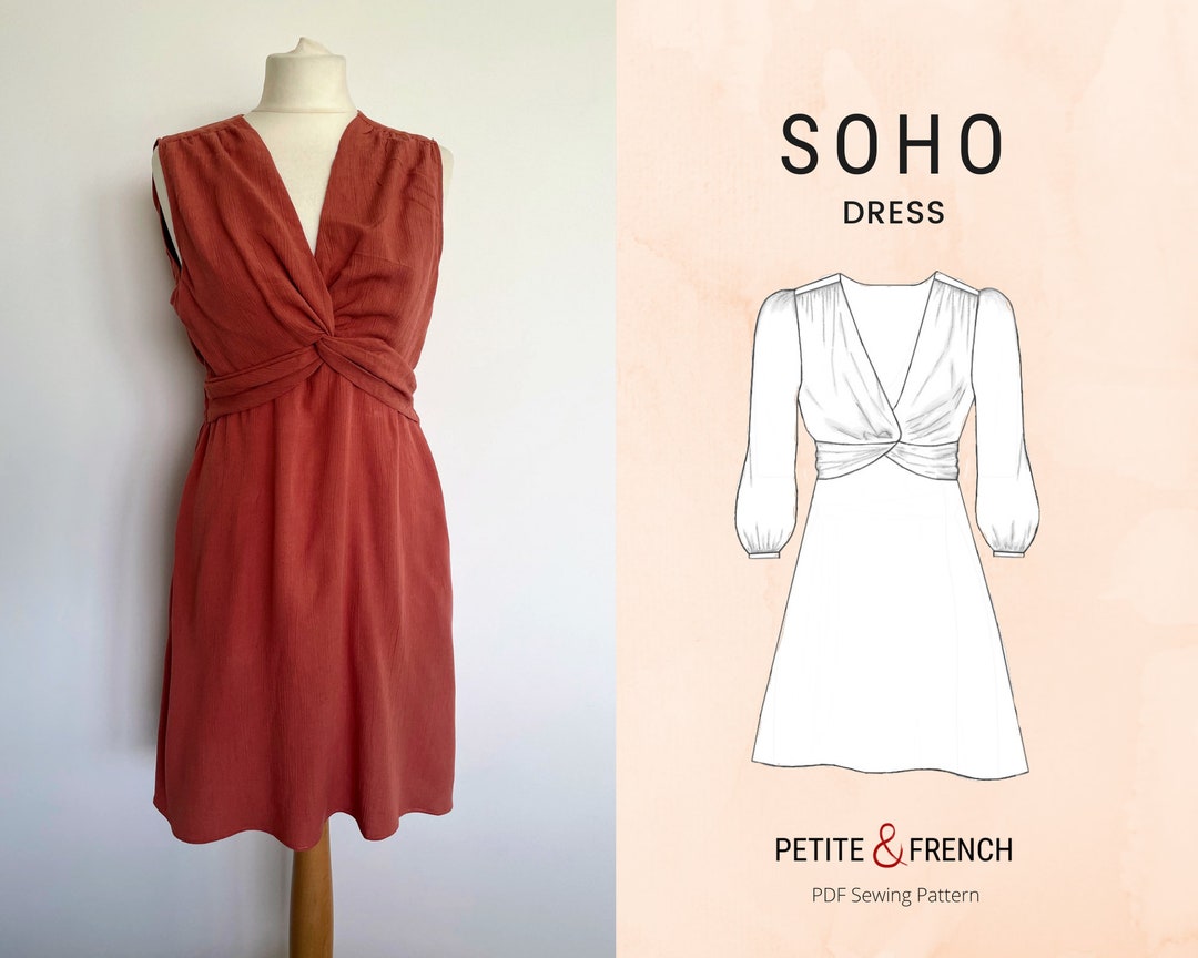 Soho Twisted Front Dress Sewing Pattern Digital PDF Printable Patterns ...