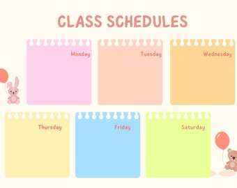 Kids Weekly Calendar / Cute Colorful Printable Children's - Etsy